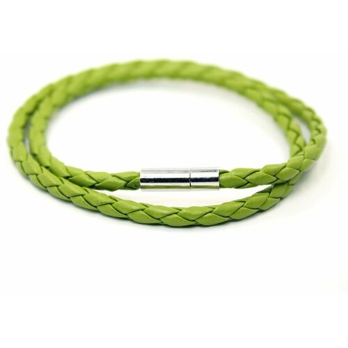 Плетеный браслет Handinsilver ( Посеребриручку ) Браслет плетеный кожаный с магнитной застежкой, 1 шт., размер 20 см, зеленый