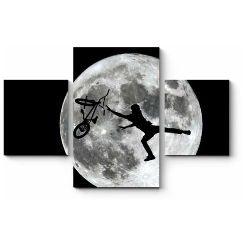 Модульная картина Силуэт байкера на фоне луны 140x91