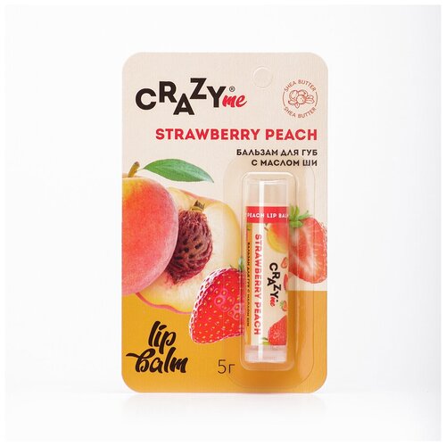 CRAZYme Бальзам для губ Strawberry Peach Lip Balm с ароматом Клубничный Персик, 5 г