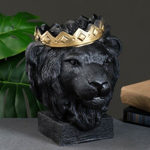Хорошие сувениры Копилка "Лев в короне" черный с золотом, 26см