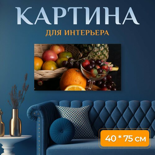 Картина на холсте "Тайские фрукты, апельсин, завод" на подрамнике 75х40 см. для интерьера