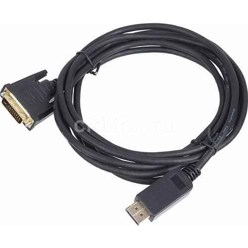 Кабель Display Port DisplayPort (m) - DVI (m), GOLD , 3м, черный