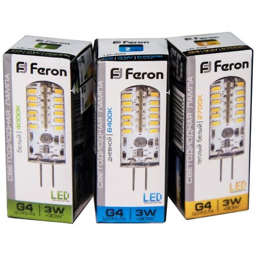 Лампа светодиодная LED 3вт 12в G4 дневной капсульная | код. 25533 | FERON (5шт. в упак.)
