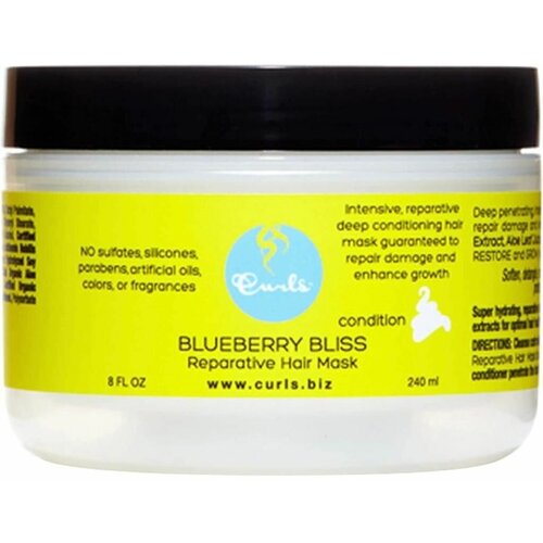Curls, Маска для роста восстановления волос, Reparative Hair Mask, Blueberry Bliss, глубокое восстановление, распутывание и рост волос, 240мл.