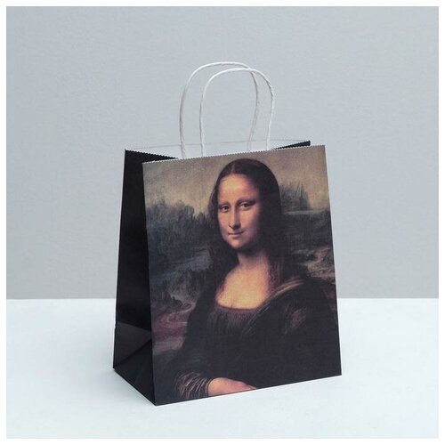 Пакет подарочный крафтовый «Мона Лиза», 22 × 25 × 12 см