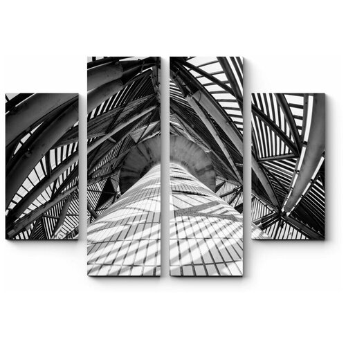 Модульная картина Винтовая черно-белая лестница150x113