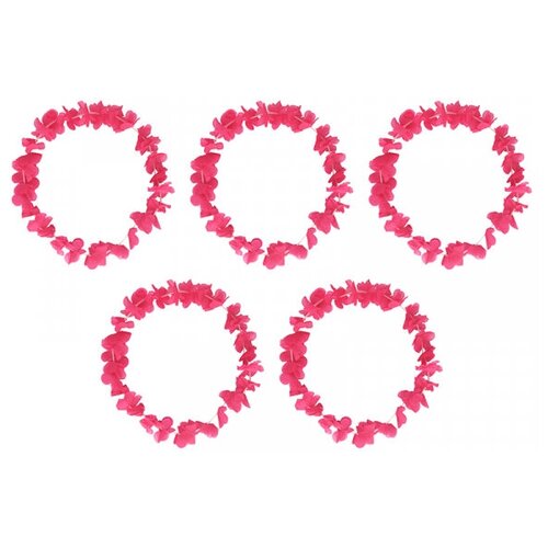 Гавайское ожерелье "Цветочки", цвет розовый (Набор 5 шт.)