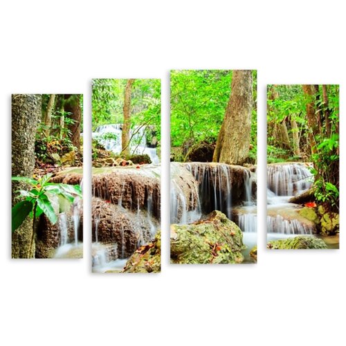 Модульная картина на холсте "Водопад в лесу" 120x80 см
