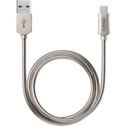 Дата-кабель Metal USB - micro USB, алюминий, 1.2м, стальной, крафт, Deppa 72273-OZ