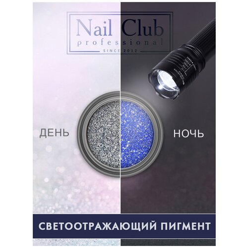 Nail Club professional Светоотражающий пигмент для ногтей Reflex Blue, 1 шт.