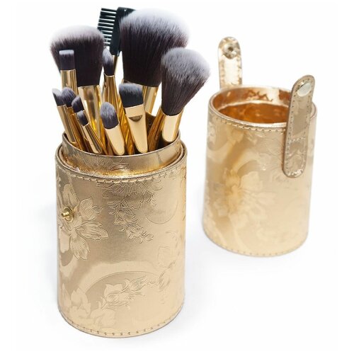 Kristaller Набор макияжных кистей в тубусе, 12 предметов, золотой