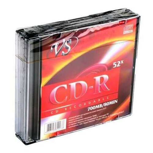 Оптический диск CD-R VS 700Mb, 52x, slim case, 1шт. (VSCDRSL501)