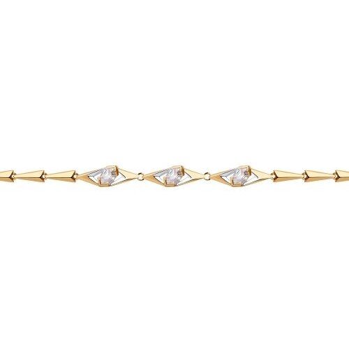 Браслет Diamant online, золото, 585 проба, кристаллы Swarovski, диаметр 5.6 см., длина 17 см.