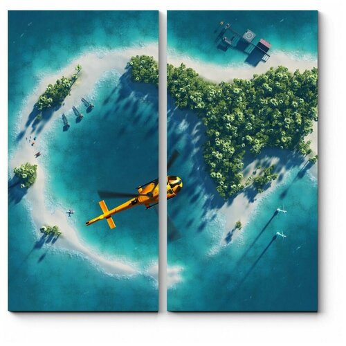 Модульная картина Тропический остров с высоты40x40