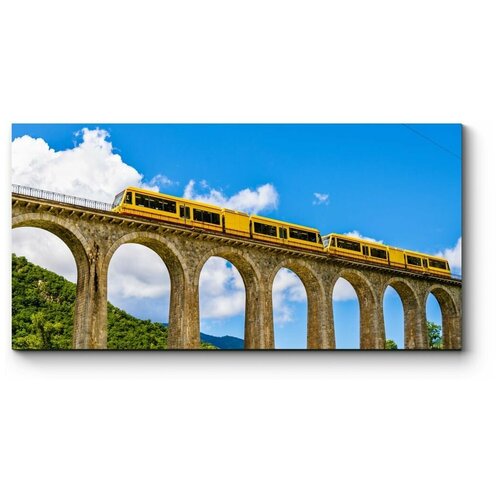 Модульная картина Поезд Jaune на мосту Седжурн70x35