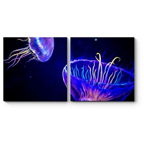 Модульная картина Сияющие медузы180x90