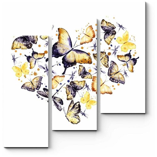 Модульная картина Винтажные бабочки 80x85