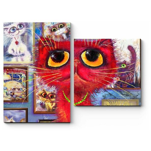 Модульная картина Красный кот гуляет по галерее 170x128