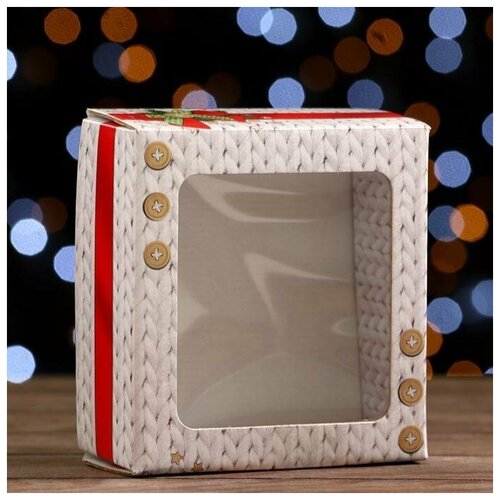 Коробка подарочная, крышка-дно, "Теплый Новый Год", 14,5 x 14,5 x 6 см