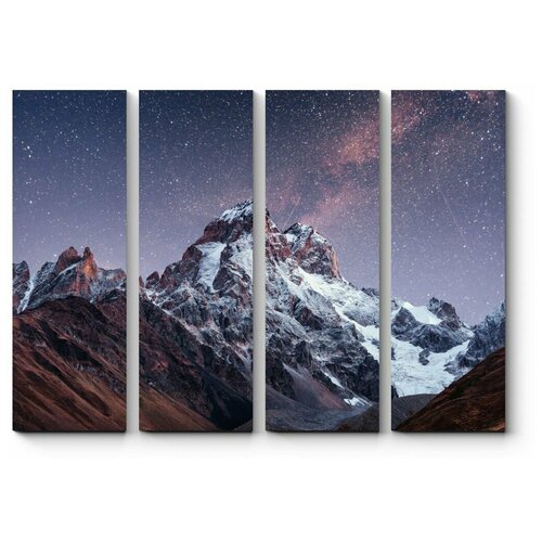 Модульная картина Заснеженные вершины под фантастическим звездным небом 170x128