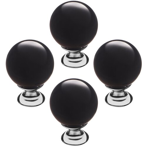 Комплект из 4 шт. ручка-кнопка, KF10-12, черное стекло, хром
