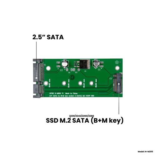 Адаптер-переходник для установки SSD M.2 SATA (B+M key) в разъем 2.5" SATA, NFHK N-M205