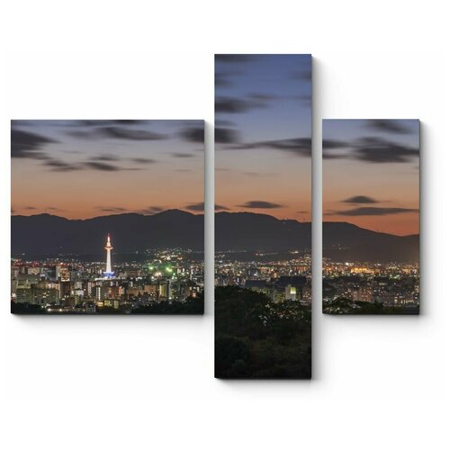 Модульная картина Неповторимая панорама ночного Киото 80x66
