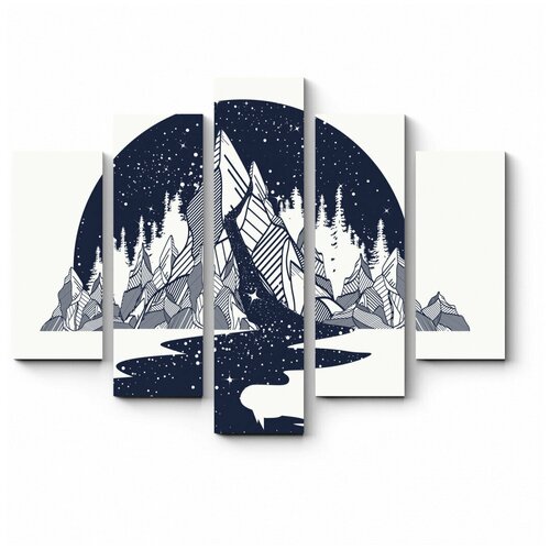 Модульная картина Звездная река в горах 75x60