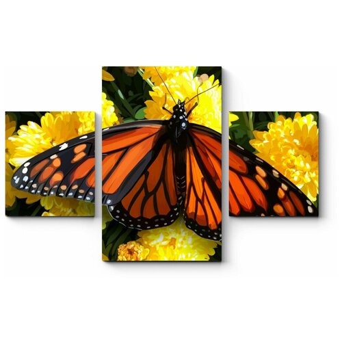 Модульная картина Красивая бабочка на желтых цветах 170x111