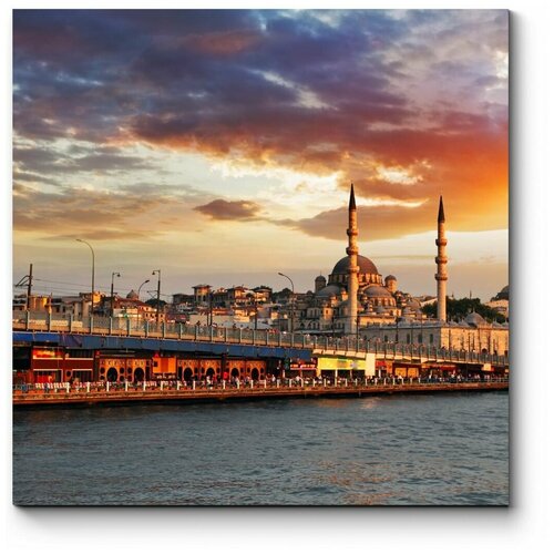 Модульная картина Захватывающий вид на закатный Стамбул 90x90