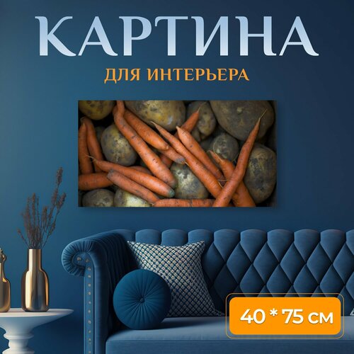 Картина на холсте "Корень, еда, расти" на подрамнике 75х40 см. для интерьера