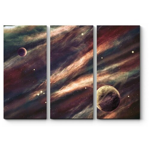 Модульная картина Туманность и планеты 110x79