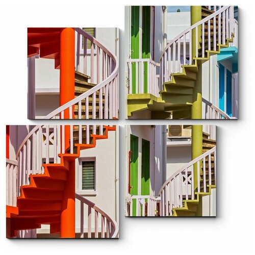 Модульная картина Яркие винтовые лестницы160x160