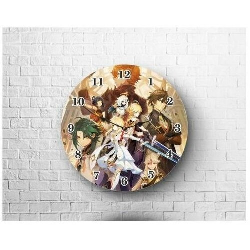 Часы настенные MIGOM круглой формы, диаметр 20 см, с принтом "Genshin Impact, Геншин Импакт" - 12