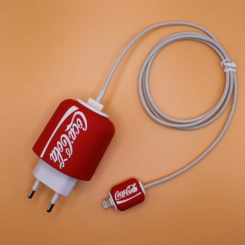 Комплект защитный чехол для зарядки / защита кабеля от излома / Кока Кола