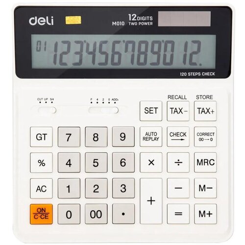 Калькулятор настольный компакт Deli EM01010 белый 12-разр 1754751 1155284