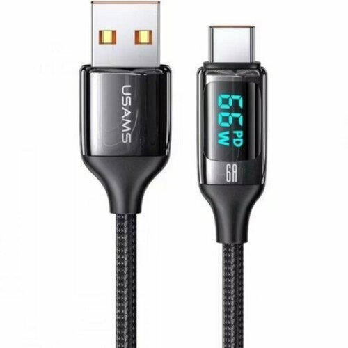 USAMS Кабель USAMS US-SJ544 U78, USB-TypeC, 6A,1.2м, дисплей, быстрая зарядка, нейлоновая оплетка