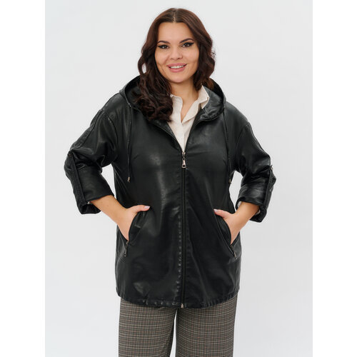 Кожаная куртка LINA REY, размер 62, черный