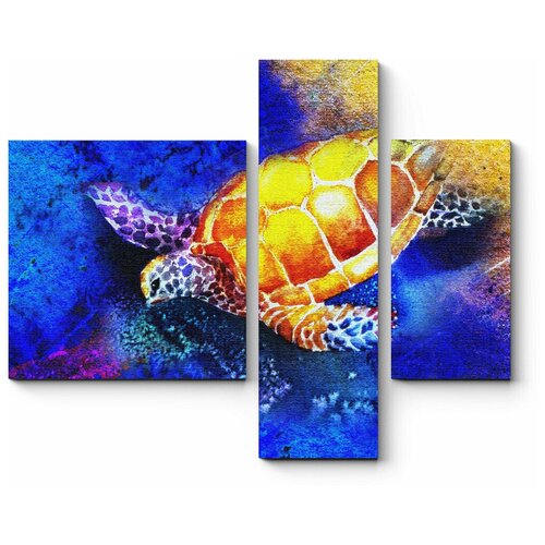 Модульная картина Морская черепаха, акварель 90x74