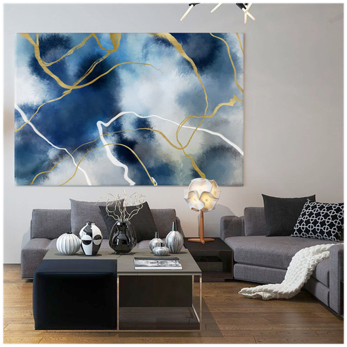 Картина интерьерная на холсте Art. home24 Абстракция синяя, 90 x 60
