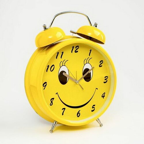 Часы - будильник настольные "Смайл", с подвесом, дискретный ход, d-20 см, 30 x 23 см, 2АА