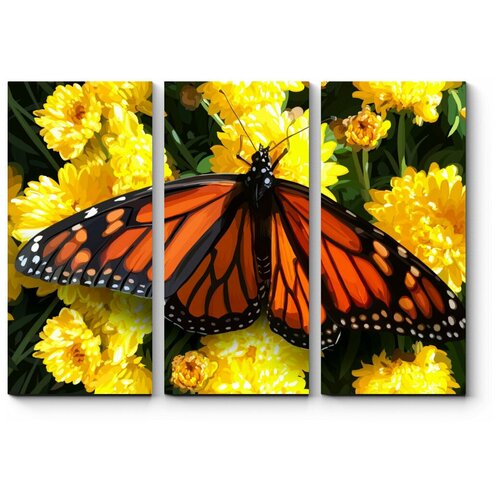 Модульная картина Красивая бабочка на желтых цветах 160x115