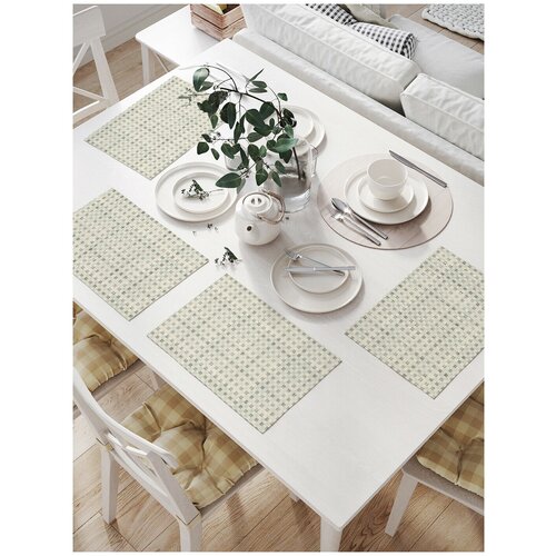 Салфетки на стол для сервировки прямоугольные, плейсмат JoyArty "Текстильная клетка", 32x46 см, в комплекте 4шт.