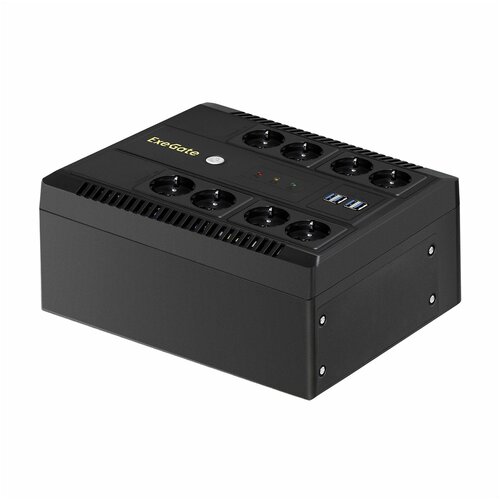 ИБП ExeGate NEO NNB-600. LED. AVR.8SH. CH <600VA/360W, LED, AVR, 8*Schuko, 4*USB-порта для зарядки, Black> EX293853RUS