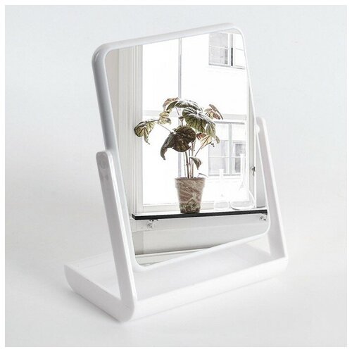 Зеркало с подставкой для хранения, двустороннее, зеркальная поверхность 13,5 x 17 см, цвет микс