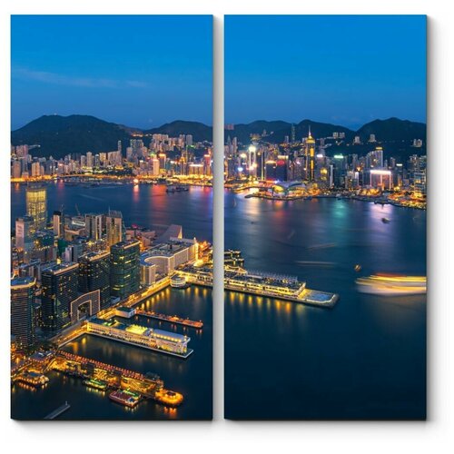 Модульная картина Сияющий ночными огнями Гонконг90x90