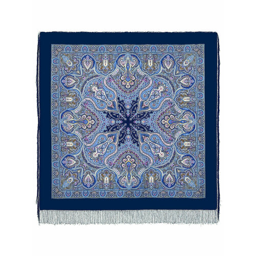 Платок Павловопосадская платочная мануфактура,146х146 см, синий
