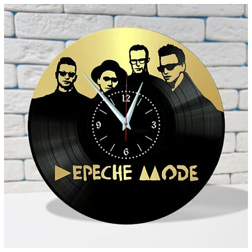 Настенные часы из виниловой пластинки Depeche mode №2 золотая подложка