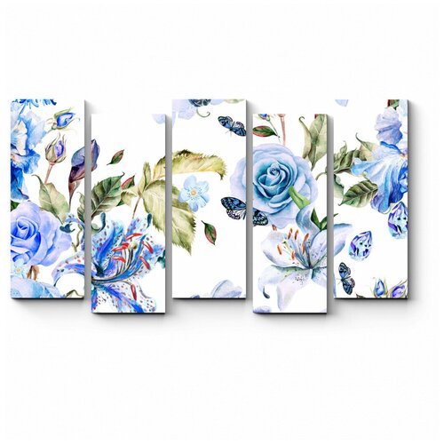 Модульная картина Голубые цветы 170x98