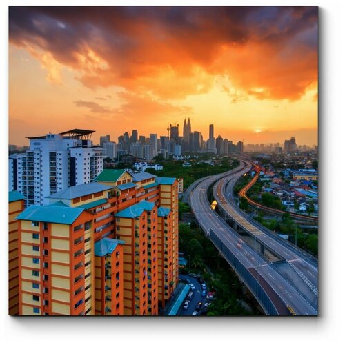 Модульная картина Пылающий закат над Куала-Лумпур40x40